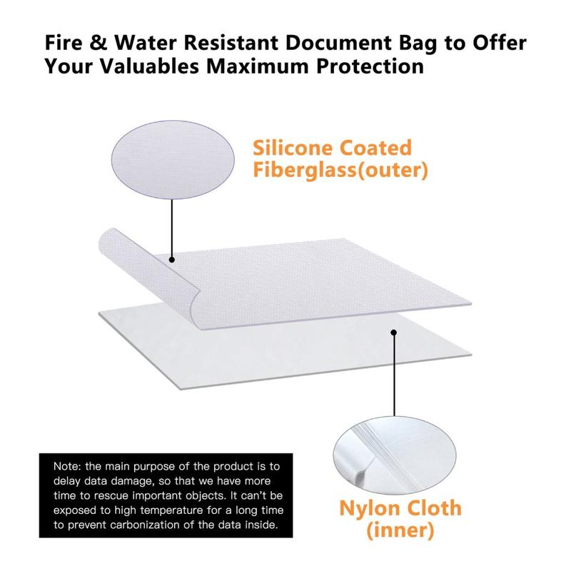 Fireproof Water-Resistant Document Bag w. Safe Lock - Grey